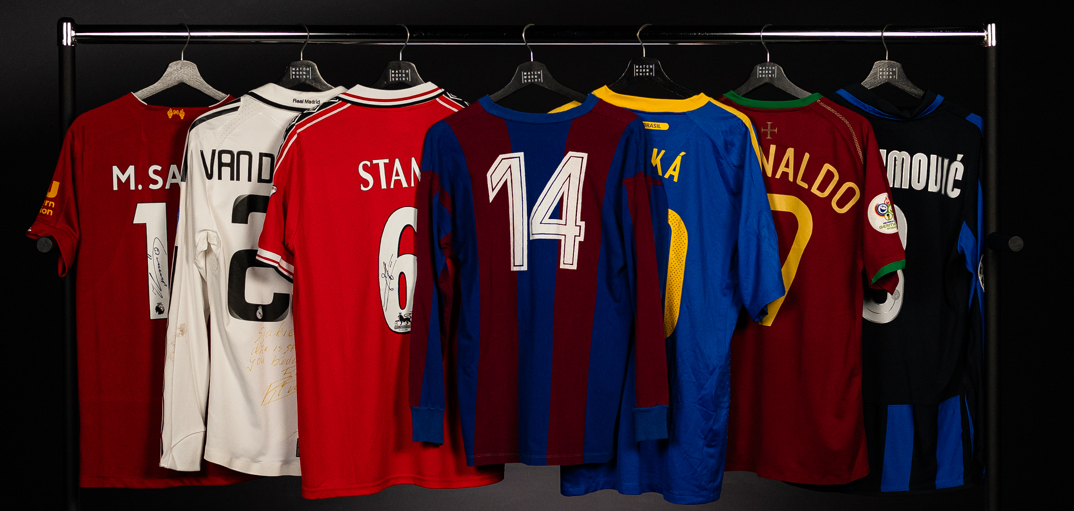 Match-worn football shirts from the collections of your heroes